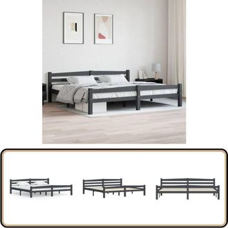 vidaXL Massivholzbett Dunkelgrau Kiefer 200x200 cm - Massivholzbette - Doppelbett - Kiefernbett - Dunkles Bett - Modernes Bett