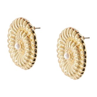 Self Portrait Womens Pearl Shell Earrings Self Portrait Metal Gold Jewelry-Watches