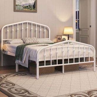 Yaheetech Bettrahmen 140 x 200 cm, Vintage Metallbett mit kronenf&ouml;rmigem Kopfteil, Stabiles Bettgestell Doppelbett aus Metall, Robust & Leichte Montage G&auml;stebet