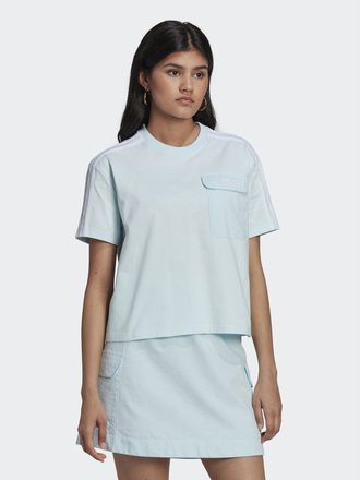 adidas T-Shirt Adicolor Classics Poplin Back Loose Tee HL9302 Himmelblau Loose Fit