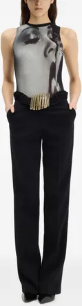 Jean Paul Gaultier Smoking Women Print Bodysuit - Black