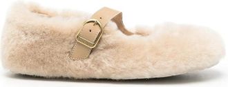 Birkenstock Santa Clarita Shearling Buckle-strap Ballet Flats