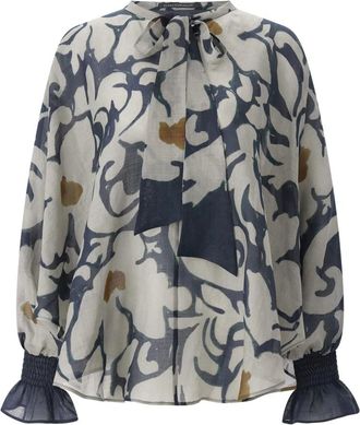 Luisa Cerano Femme, Blouses et Chemises, Multicolore, Taille: 42 FR Blouse &agrave; Fleurs en Ramie