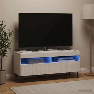 vidaXL Vidaxl Mobile Tv Led Bianco Lucido Legno Ingegnerizzato