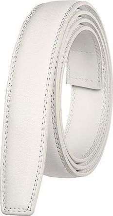 Generic Ceinture en cuir r&eacute;glable automatique sans boucle pour homme Ceintures en cuir sans trous, blanc, taille unique