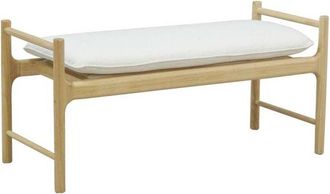 Aubry Gaspard Aubry Gaspard - Banc en bois avec coussin en coton blanc