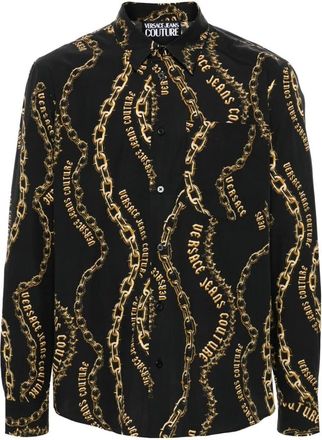 Versace Jeans Couture Homme, Chemises, Noir, Taille: XS Chain Print Long Sleeve Shirt