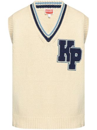 Kenzo gilet à appliqué logo - Tons neutres