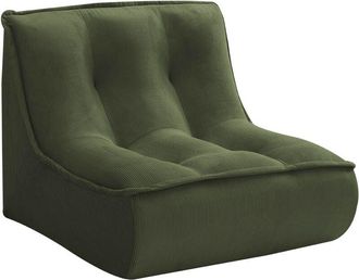 Oviala Fauteuil pour canap&eacute; modulable en velours c&ocirc;tel&eacute; 90 x 80 x 70 cm vert - Lizy