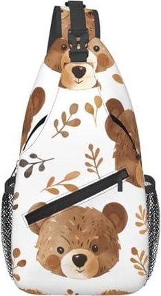 Generic Sacoche Homme Bandouliere Imprim&eacute; ours de dessin anim&eacute; Casual Sac &agrave; Bandouli&egrave;re Multifonction Sac &agrave; Dos Militaire pour Voyage Randonn&eacute;e Camping