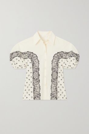 Chlo&eacute; Chemisier En Popeline De Coton &Agrave; Imprim&eacute; Cachemire - Cr&egrave;me