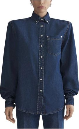 MUGLER Femme, Blouses et Chemises, Bleu, Taille: 34 FR Chemise en jean