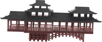 SOLUSTRE Miniatur Asiatische Gartenbrücke mit Bogen Antike Architektur Figurine Bonsai Dekoration und Aquarium Ornament Kleine Überdachte Brücke für Garten und