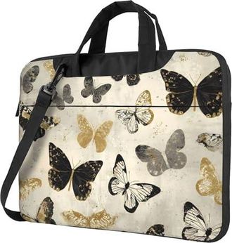 Generic Sacoche de protection pour ordinateur portable de 15,6 avec bandouli&egrave;re - Motif papillon r&eacute;tro - Pour homme et femme, multicolore, 15.6 inch