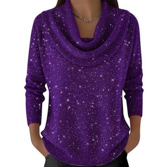 Generic Pull &eacute;l&eacute;gant &agrave; paillettes pour femme, col b&eacute;nitier &agrave; manches longues, chemisiers tricot&eacute;s pour femmes, pulls de f&ecirc;te &agrave; la mode pour femmes, pull brill