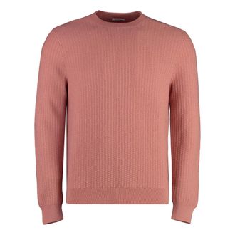 Malo Gerippter gestrickter Kaschmirwollpullover - - Knitwear - Herren - Rosa - 2XL