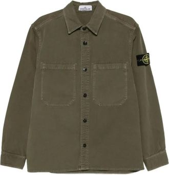 Stone Island Homme, Vestes, Vert, Taille: S Chemise Veste &agrave; Manches Longues Boutonn&eacute;e