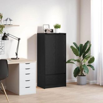vidaXL Armoire avec tiroir ch&ecirc;ne noir 55,5x34x119,5 cm bois ing&eacute;nierie Vidaxl