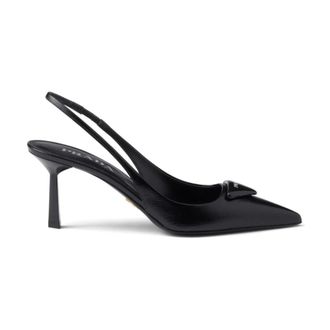 Prada Schwarze Saffiano-Ledersandalen mit Dreieckslogo - - Shoes - Damen - Schwarzk - 37 1/2 EU