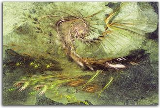 Paul Sinus Art Smart Influence - Kunstdruck Abstrakt449_120x80cm Leinwandbild gr&uuml;n grau gelb XXL fertig auf Keilrahmen gro&szlig;es Wandbild