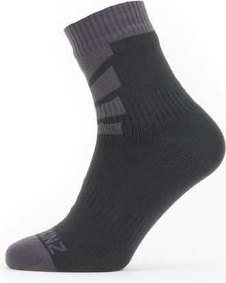 Sealskinz Sock Waterproof Warm Weather Ankle Length Sock, Black/ Grey, XL, 11100054010140