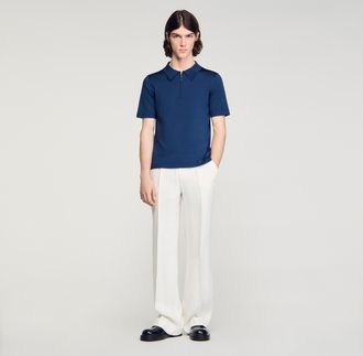 Sandro Strick-Poloshirt mit Rei&szlig;verschluss