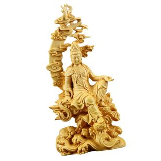 BESPORTBLE Kwan-Yin Holzstatue Handgefertigte Guanyin Skulptur Für Meditation Feng Shui Dekoratives Element Für Zuhause Und Büro