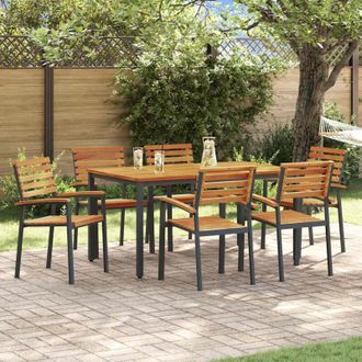 vidaXL vidaXL Garten Essgruppe 7 pcs Schwarz und Braun 150 x 90 x 75 cm