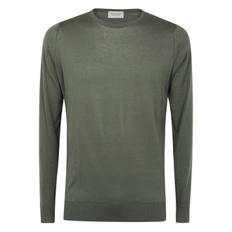 John Smedley Homme, Pulls, Vert, Taille: M Pull ras du cou à manches longues