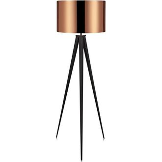 Teamson Home Lampadaire tr&eacute;pied lampe de salon sur pied noir abat-jour cuivr&eacute; Romanza Teamson Home VN-L00005-EU