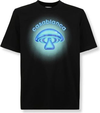 Casablanca Homme, Tops, Noir, Taille: 3XL T-shirt Champignons A&eacute;rographe