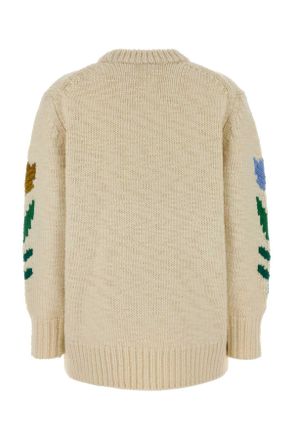 Chlo&eacute; Floral-Intarsia Virgin Wool Sweater - Beige