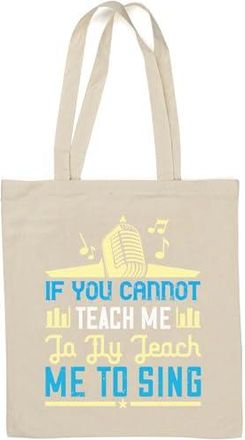 Generic Sac fourre-tout en coton naturel blanc avec slogan If you cant teach me to fly, teach me to sing