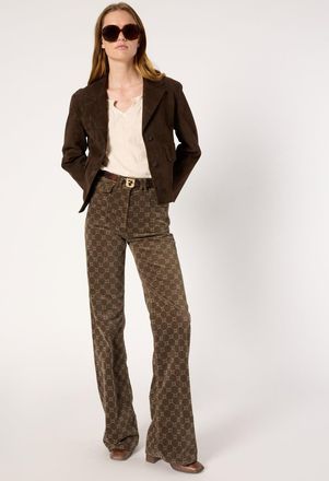 Gerard Darel Pantalon flare en velours à monogramme - ANNA - Café