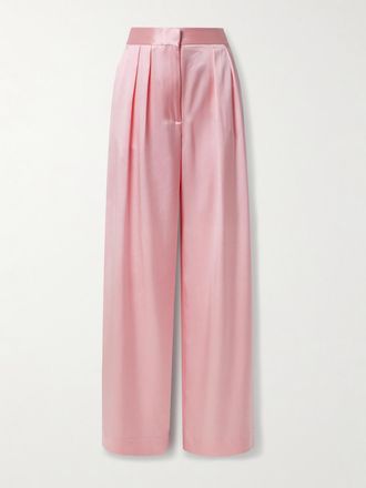 Adam Lippes Pantalon Large En Charmeuse De Soie À Plis - Rose