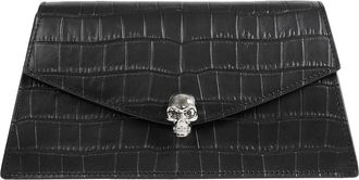 Alexander McQueen Skull Mini Croc-Effect Leather Clutch
