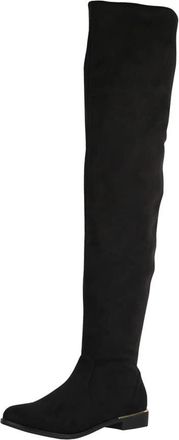 Elara Damen Stiefel Overknees Wildlederoptik Chunkyrayan EL502 Blank-42