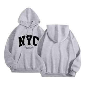 Generic Sweat &agrave; capuche New York pour femme, confortable, lettre fine avec capuche, pull &agrave; capuche graphique mignon, coupe ample, d&eacute;contract&eacute;, tendance, style