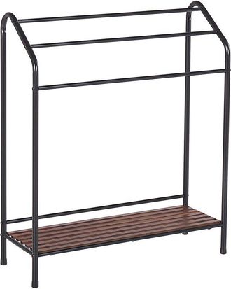 Beliani Porte-serviettes Rangement Salle de bain 3 Rails Étagère Acier Noir Yopal