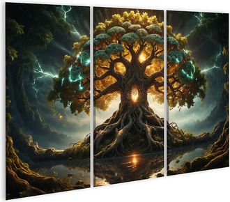 Islandburner Bild auf Leinwand Leuchtender Yggdrasil-Baum Leuchtender Yggdrasil-Baum Bilder Wandbilder Poster