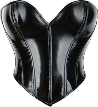 Generic Corset galbant pour femme - Couleur unie - Aspect cuir synth&eacute;tique - Sangle r&eacute;glable - Bustier sculptant le corps - Body sculptant le fessier - Costum