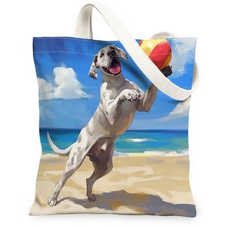 Generic Summer Doberman Sac fourre-tout en toile pour faire du shopping 33 x 38,1 cm, sac d&eacute;picerie r&eacute;utilisable pour femme, peinture esth&eacute;tique, d&eacute;coration c