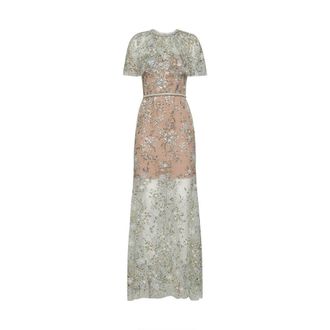 Self Portrait Verziertes Maxikleid mit Cape - - Dresses - Damen - Gr&uuml;n - S