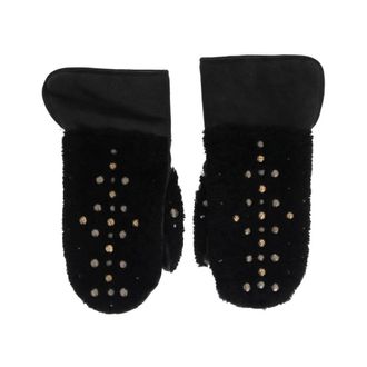 Dolce & Gabbana Leder Shearling Handschuhe mit Nieten - - Accessories - Damen - Schwarzk - ONE SIZE