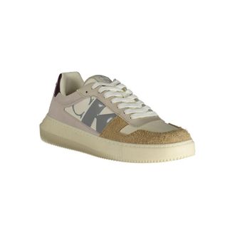 Calvin Klein Mixed-Material Low-Top Sneaker - Beige