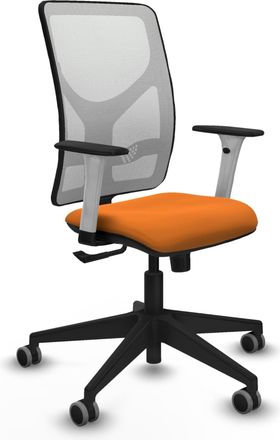 Piqueras y Crespo B&uuml;rostuhl in Orange, mit wei&szlig;en und schwarzen Armlehnen, h&ouml;henverstellbare Lendenwirbelst&uuml;tze, ausgestattet mit Sincro 3 Positionen und Schneideschaum