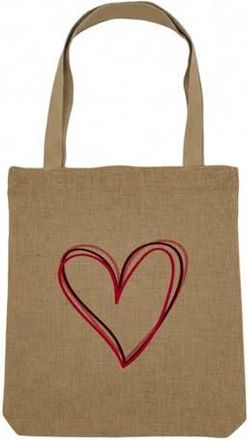Fabulous Sac Shopping Tote Bag Aspect Lin - Coeurs Roses Trac&eacute;s Minimaliste Amour Saint Valentin - Sac de Courses Toile Epaisse 360g Beige Naturel Cabas Port&eacute; 