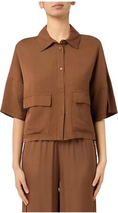 Manila Grace Femme, Blouses et Chemises, Brun, Taille: 36 FR Camicia Cropped