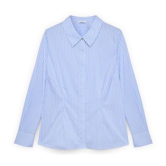 Fiorella Rubino Femme, Blouses et Chemises, Bleu, Taille: 48 FR Chemise en coton ray&eacute;e