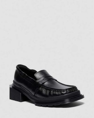 Dr. Martens Maybole Square Toe Ruched Leder Loafer in Schwarz, Gr&ouml;&szlig;e: 36
